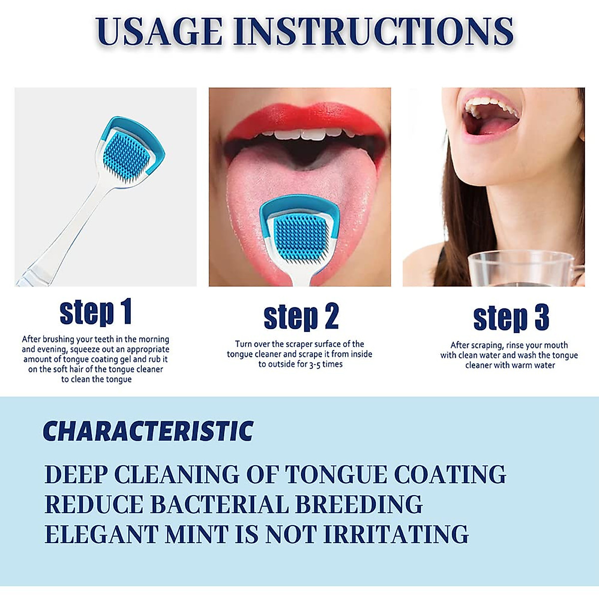 Tongue Cleaning Gel with Tongue Brush,50g Mint Scent Tongue Coating Cleaner Brush Kit,Dental Fresh Breath Cleaning Oral Care Gel Set Removes Oral Odor for Adults Kids (Set, 2PCS)