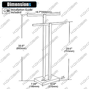 KOKOSIRI Bathroom Towel Rack 2-Tier Standing Towel Racks with Marble Base Freestanding Towel Bars Bath Towel Hook Robe Hook Coat Hook Brushed Nickel THS0001-BR+B1010BR-P2