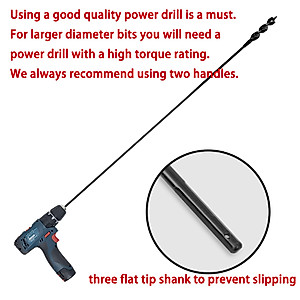 Installer Drill Bit with Pulling Hole at Head and Tail for Wire Pulling Through Drywall and Wood Head Length 54 inch High Carbon Steel with Heat Treatment (54inch*9/16nch)