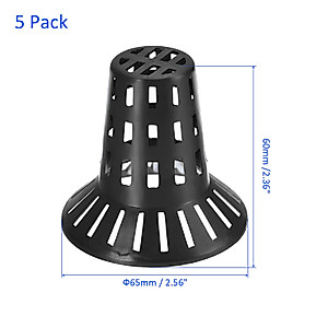 M METERXITY 5 Pack Plant Pot Hole Mesh Pads - Cone Shape Bonsai Flowerpot Drainage Grid Screen Apply to Outdoor/Garden (60x65mm, Black)