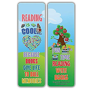 Creanoso Cool Fruit Reading Sayings Bookmarks (30-Pack) – Cool Gift Token for Kids, Boys & Girls, Teens – Party Favors Supplies – Book Reading Rewards Incentive – Great Giveaways Set – Page Binder