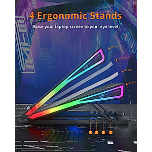 AICHESON Gaming Laptop Cooling Pad, RGB Lights Computer Cooler Stand, 5 Quiet Fans for 15.6-18 Inch Laptops, PC Notebook Heat Dissipation, AA2