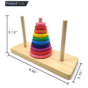 GeekHouse Wooden Stacking Rings for Toddlers, Rainbow Stacker for Kids, Early Learning Toys for Boys and Girls