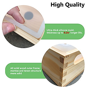 Rectangular soap Mold for soap Making Large Size - 2500ML 80OZ 5lb Large Rectangle Soap Mold Silicone - with Wood Box and Wooden Cover, soap Packaging, Gloves, Stirring Stick