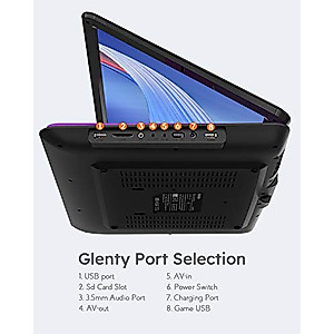 BOIFUN 17.5" Portable DVD Player with 15.6" Large HD Screen, 6 Hours Rechargeable Battery, Support USB/SD Card/Sync TV and Multiple Disc Formats, High Volume Speaker, Purple