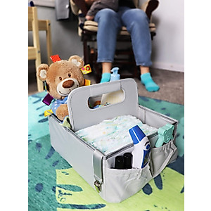 Baby Diaper Caddy Organizer Bag, Portable Essentials Storage Basket for Changing Table Nursery Station, Bags for Babies Diapers and Wet Wipes, Bottles, Pacifier, Lotions & Supplies Kit (Organizer Bag)