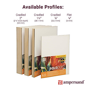 Ampersand Art Supply Watercolor Painting Panel: Museum Series Aquabord, 1/8 Inch Flat Profile, 5" x 7" - Pack of 3