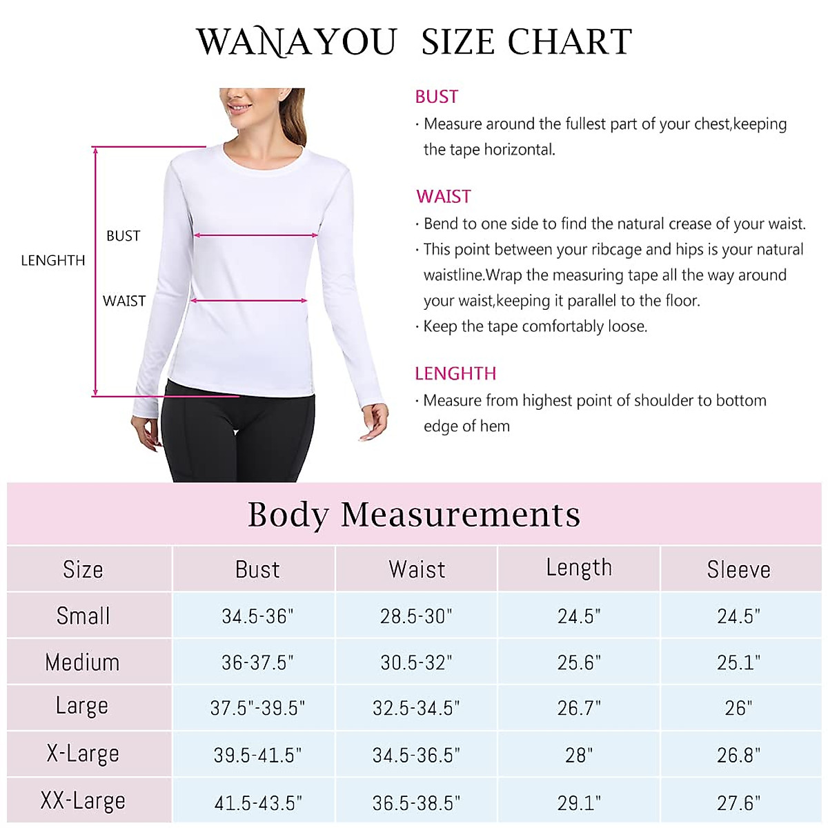 WANAYOU Women's Compression Shirt Dry Fit Long Sleeve Running Athletic T-Shirt Workout Tops (2 Pack White, Small)