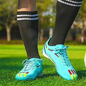 MDPCX Unisex Soccer Sneakers are Light, Breathable, Non-Slip and Shock-Absorbing, and The Youth high-top Indoor Lawn Training Hard Bottom TF/AG. Blue
