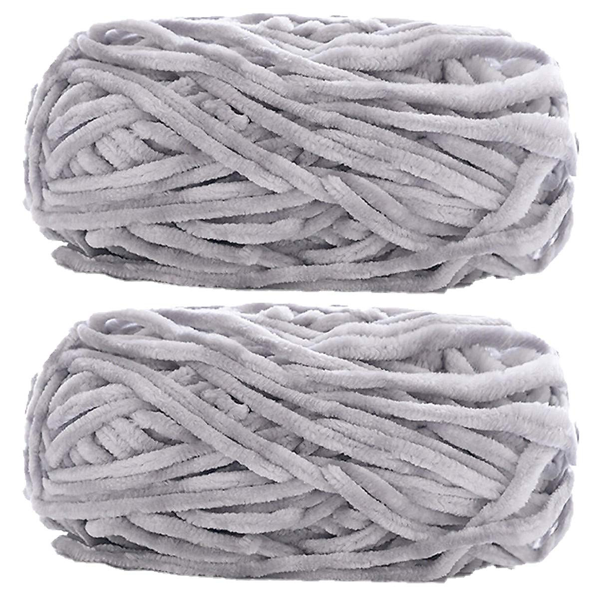 2 Pack Chenille Velvet Yarn Knitting Wool Thick Warm Crochet Knitting Yarns for DIY Hand-Knitted Fabric Art Bag Sweater Doll 200g