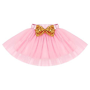 Baby Girls 1st/2nd/3rd Birthday Princess Cake Smash Baptism Tutu Party Dress Short Sleeve Top Romper Shirt+Ruffle Tulle Skirt+Sequin Bow Headband 3PCS Summer Outfit Pink-Young Wild Three 3T