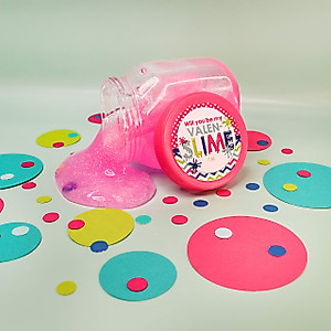 Slime Time Valentine Party Favor Sticker Labels, 40 2" Party Circle Stickers by AmandaCreation, Great for Classroom Valentines, Envelope Seals, Gifts & Treats