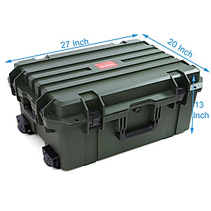 Regetek 27 Inch Waterproof Hard Case with Wheels,Customizable Foam,Rolling Hard Case for cameras,lenses, Camcorder,Drone,Instrument,equipment, tool, IP67,Shockproof,Gear Roller Case 27"x 20"x 13"