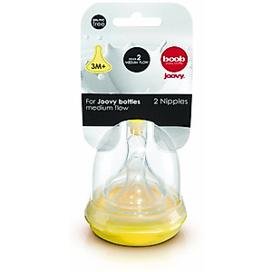Joovy Boob Nipples with Elongated Shape to Mimic Mom and Available in 5 Flows Including X-Cut Extra Fast Flow for Thicker Foods - Compatible with Joovy Boob Bottle Line (Clear, Stage 2, 2 Count)