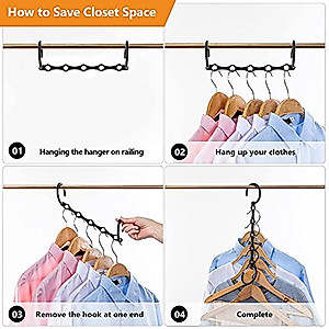 Cimlord 10 Pack Space Saving Plastic Magic Hangers, Bedroom Closet Organization and Storage, Clothes Hangers Space Saver for Closet Organizer, New Home Essentials Stackable Hangers