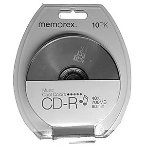 Memorex Cool Colors 10-Pack 40x CD-R Disc Blister - Multicolor