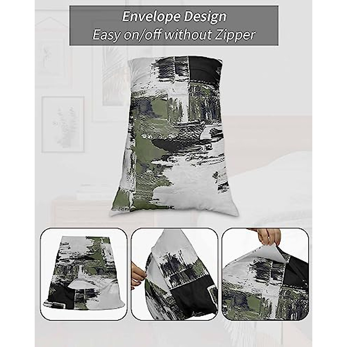 Turquoise Pillow Covers King Standard Set of 2 Bed Pillow, Watercolor White Modern Oil Painting Abstract Art Plush Soft Comfort for Hair/ Skin Cooling Pillowcases with Envelop Closure 20''x36''