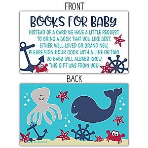 50 Nautical Books for Baby Shower Request Cards - Invitation Inserts - Gender Neutral