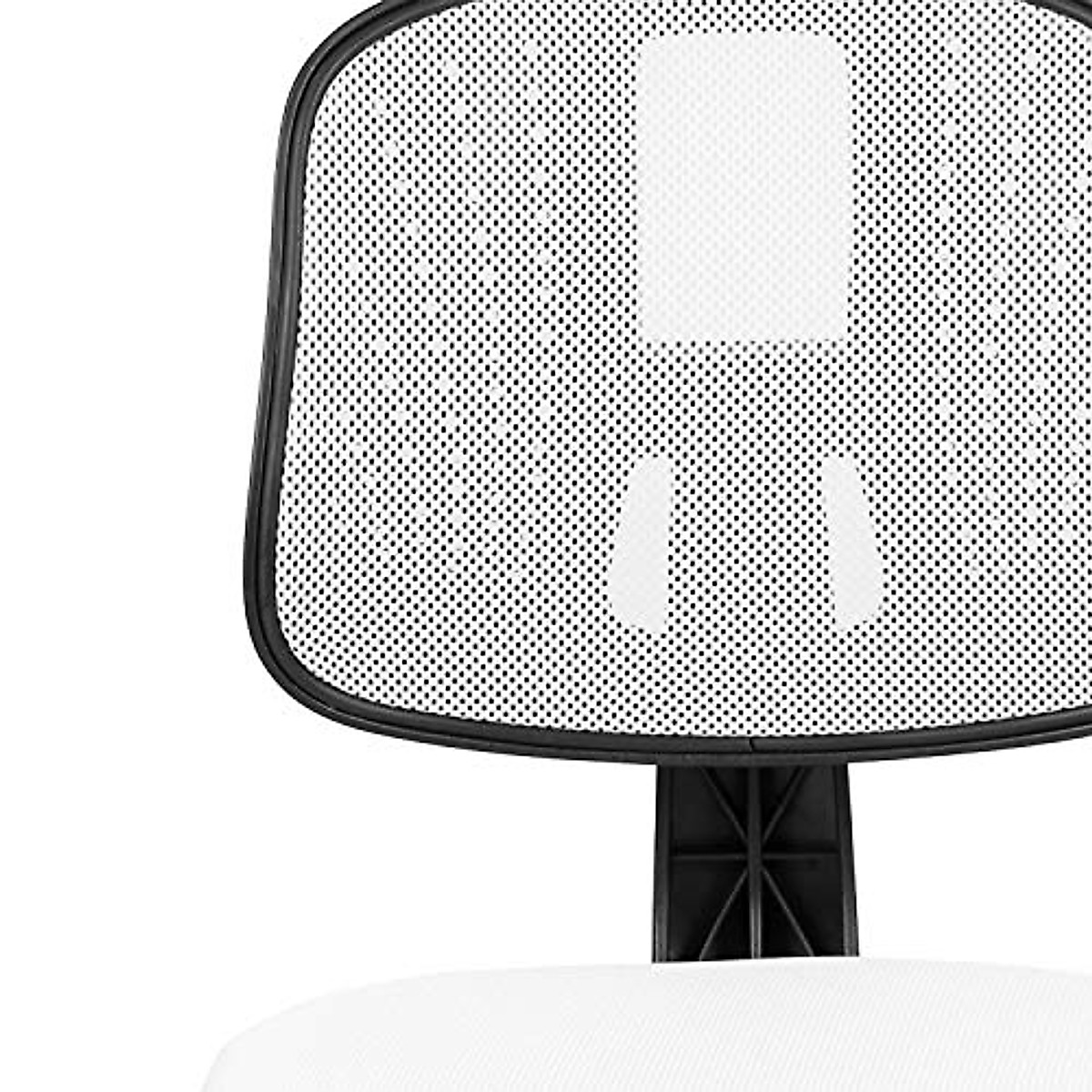 EMMA + OLIVER Mid-Back White Mesh Swivel Task Office Chair with Pivot Back, BIFMA Certified