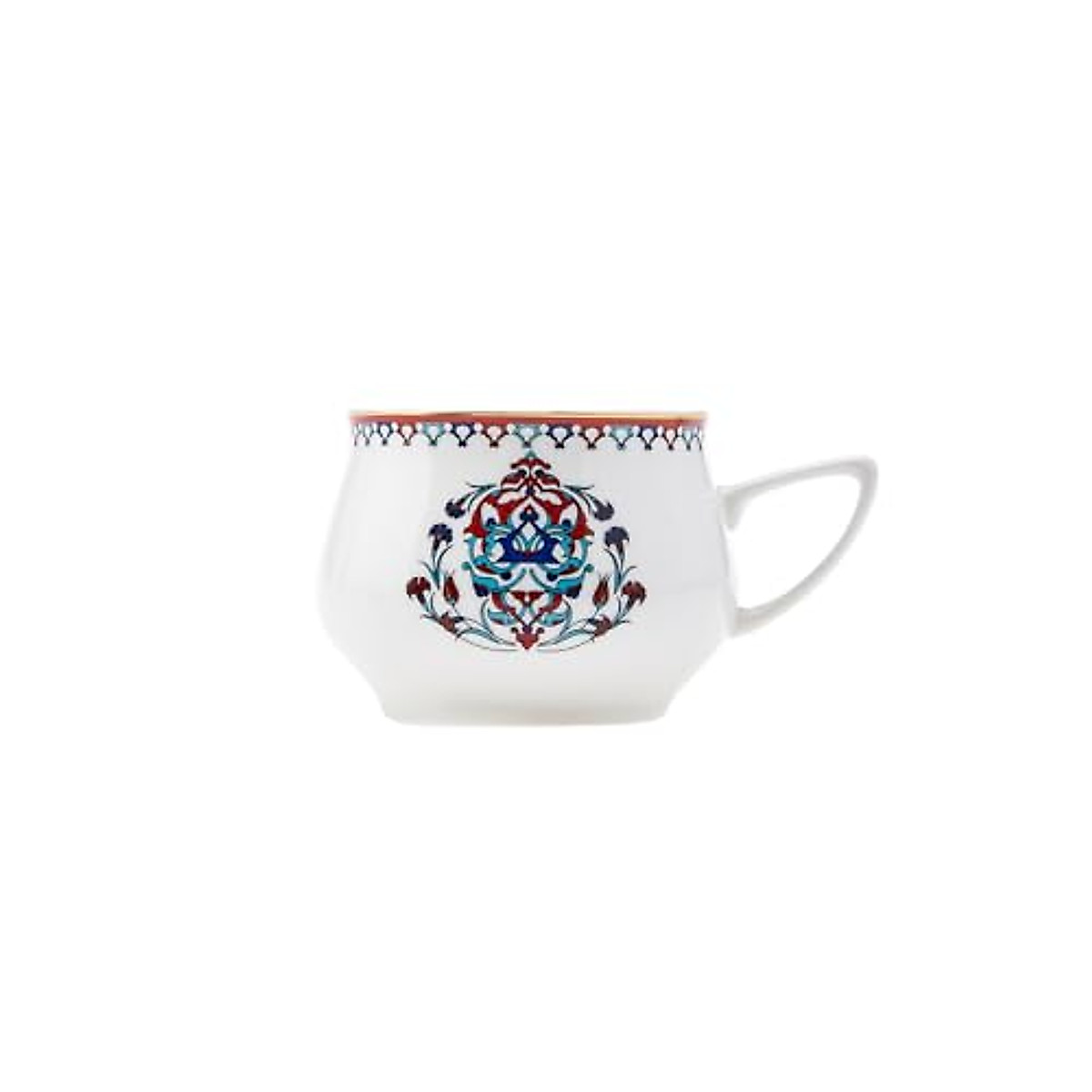 KARACA Nakkas Espresso Cup and Saucer Set for 6 People, 90 ml 3 oz Turkish Coffee Cups with Saucers, 12 Pieces, Mocha & Cappuccino Cups Made of Porcelain, Traditional Turkish Pattern, Dishwasher Safe