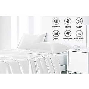 HERZLG LLFELuxury Silk Pillowcase for Hair and Skin, Both Sides 100% 19mm Pure Mulberry Natural Silk Pillow Cases with Hidden Zipper Satin Pillowcase -Ivory-Standard 20x26