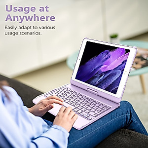 Touchpad Keyboard Case for iPad 10.2 9th/8th/7th Gen, Keyboard Case for iPad 9th Generation/8th/7th Gen-360° Rotatable Protective Cover for iPad Keyboard 9th/8th/7th Gen with Pencil Holder (Purple)