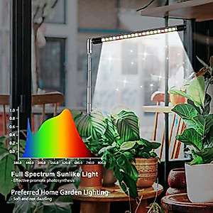 Kullsinss Grow Lights for Indoor Plants, 2 Heads Plant Light Full Spectrum with Height Adjustable, 10 Dimmable Brightness Auto On/Off Timer, Sunlike Growing Lamp for Succulent Bonsai Plants