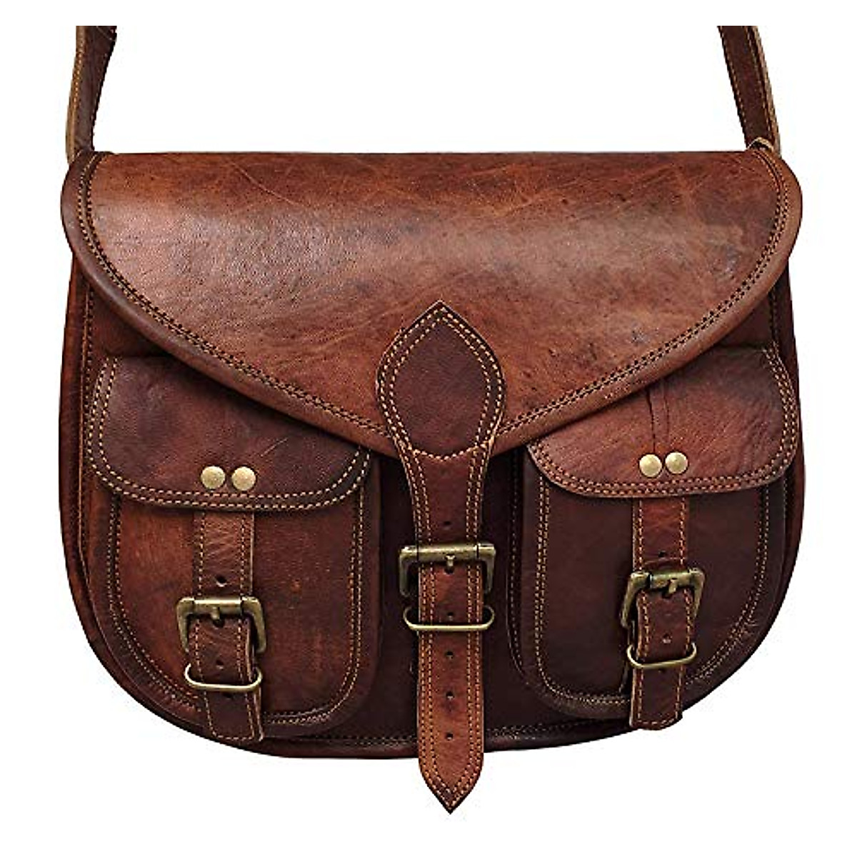 VC 14 Inch Leather crossbody bags Purse Women Shoulder Bag Satchel Ladies Tote Travel Purse full grain Leather
