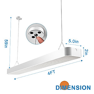 Lightdot 1Pack Compact 4FT LED Shop Lights, 4 Foot LED Shop Light Fixtures for Garage Workshop Supermarket, 50W 7000LM 100-277V 4FT-5IN White LED Wraparound Shop Lights, Flush/Hanging Mout Available