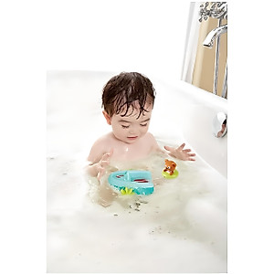 Hape Tubing Pull-Back Boat Bath Toy| Teddy Bear Floating Paddle Boat Bath Toy| Bathtub Shower Toy for Toddlers