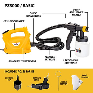 Paint Zoom Paint Sprayer | Powerful & Durable 700-watt Spray Gun Tool HVLP Sprayer for Interior & Exterior Home Painting and DIY Home Improvement Projects | 3 Spray Patterns Yellow
