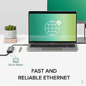 Plugable 7-in-1 USB C Hub Multiport Adapter with Ethernet Driverless Compatibility with Mac, Windows, iPhone 15, Chromebook, USB4, Thunderbolt, 100W Charging, Ethernet, 4K60Hz HDMI, 2X USB, SD/microSD