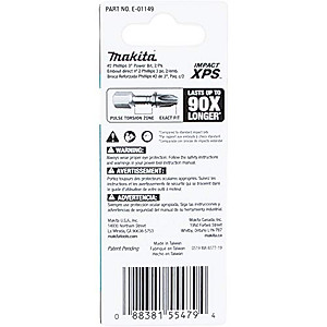 Makita E-01149 Impact XPS™ #2 Phillips 3" Power Bit, 2/pk