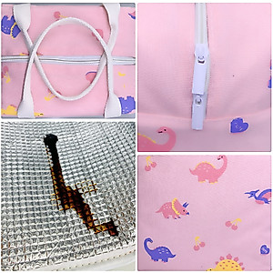 Mziart Insulated Lunch Bag for Women Men Cute Dinosaur Reusable Lunch Box Kawaii Thermal Lunch Tote Bag Meal Prep Bento Lunch Cooler Bag for Office Work Travel Picnic (Blue)