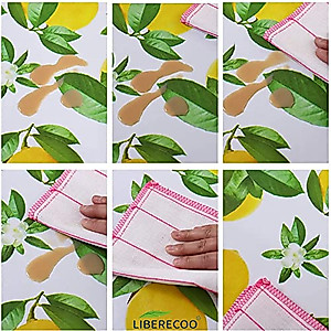 LIBERECOO Vinyl Tablecloth Flannel Backed Stain-Resistant PVC Table Cloth Waterproof Oil-Proof Wipeable Indoor/Outdoor Picnic, BBQ and Dining Table Cover (60 x 84 Inch, Lemon)