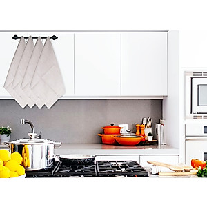 RIANGI Beige Kitchen Towels 100% Cotton Kitchen Washcloths for Dishes, Ultra Soft Absorbent Colorful Kitchen Towels Bar Towels Commercial, 14x14 Inches, 12-Pack Aesthetic Kitchen Essentials