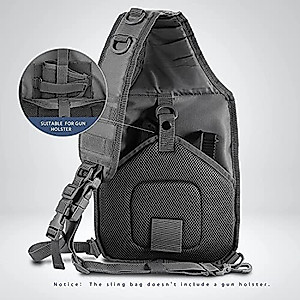 WINCENT Tactical Sling Bag Pack Military Rover Shoulder Sling Backpack Molle Assault Range Bag EDC Diaper Bag Day Pack Black