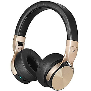 Riwbox BN5 Bluetooth Headphones Over Ear, Folding Stereo Headphones Wired Wireless with Mic Compatible for iPhone/iPad/TV/PC/Online Class/Home Office (Black&Gold)