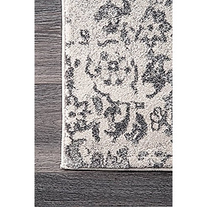 nuLOOM Floral Damask Rosemary Runner Rug, 2' 8" x 8', Grey