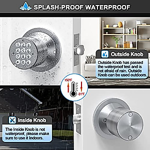 Signstek Keyless Entry Door Lock,Door Knob with Keypad，Smart Code Door Lock,Mute Mode,Passage Function, Easy to Install,Satin Nickel
