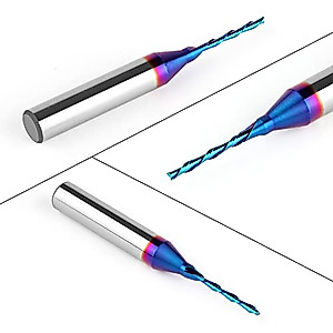 EANOSIC Downcut Spiral Router Bit 1/4 inch Shank, 1/16 inch Cutting Diameter Solid Carbide with Blue Nano Coated CNC Router Bits End Mill for Wood Carving, Engraving