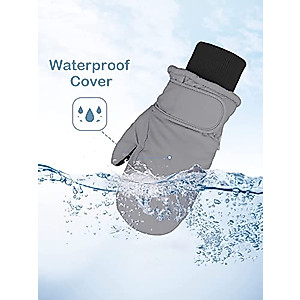 Toddlers Mittens Kids Winter Snow Waterproof Mitten Unisex Baby Lined Fleece Warm Skiing Gloves for Baby Boy Girl Black 1-2 Years