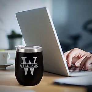 HomeWetBar Oakmont Engraved Stainless Steel Wine Tumblers - Set of 2