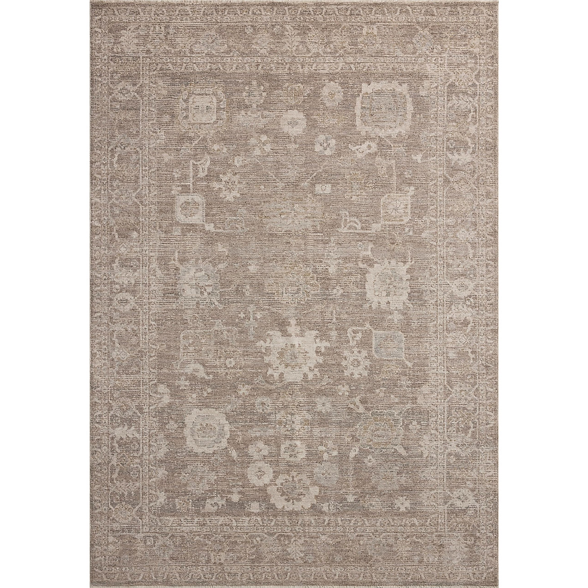 Loloi Chris Loves Julia Louisa Collection LOI-03 Taupe/Ivory 5'-3" x 5'-3", .38" Pile Height, Round Area Rug