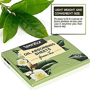 Teenitor Oil Blotting Sheets, 100 Sheets Green Tea Oil Absorbing Tissues Paper, Large 10cmx7cm Oil Blotters