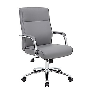 Boss Office Products Chairs Executive Seating, Grey & Be Well Medical Spa Professional Adjustable Drafting Stool with Back, Grey