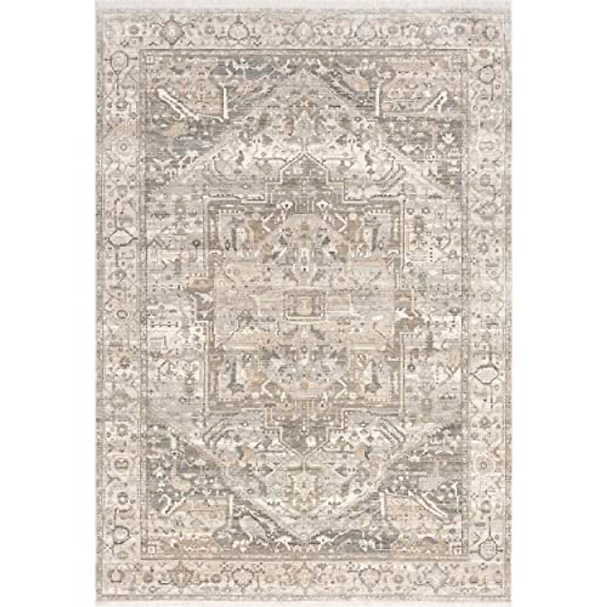 nuLOOM Harriet Vintage Medallion Fringe Accent Rug, 2' x 3', Silver