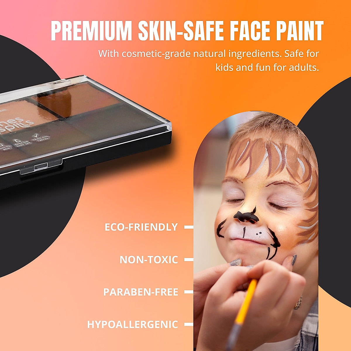Professional Face Painting Palette - Skin Friendly Face Paint Kit - Cruelty-Free & Vegan Water Based Face Paint Makeup for Theatre, SFX & Halloween- 8 Colors 5g Each - Splashes & Spills - Nude Colors