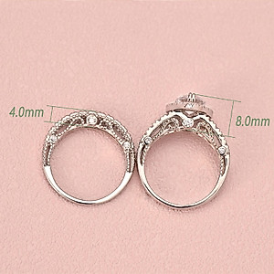 Wuziwen 4 Carats Wedding Engagement Ring Set for Women 925 Sterling Silver Cubic Zirconia Size 8