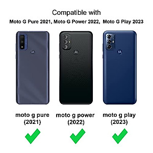 Cresee Case for Moto G Pure (2021)/ Moto G Power (2022)/ Moto G Play (2023) PU Leather Wallet Flip Cover [3 Card Slots 1 Money Pocket] [Magnetic Closure] [Stand Kickstand] Folio Phone Case - Black